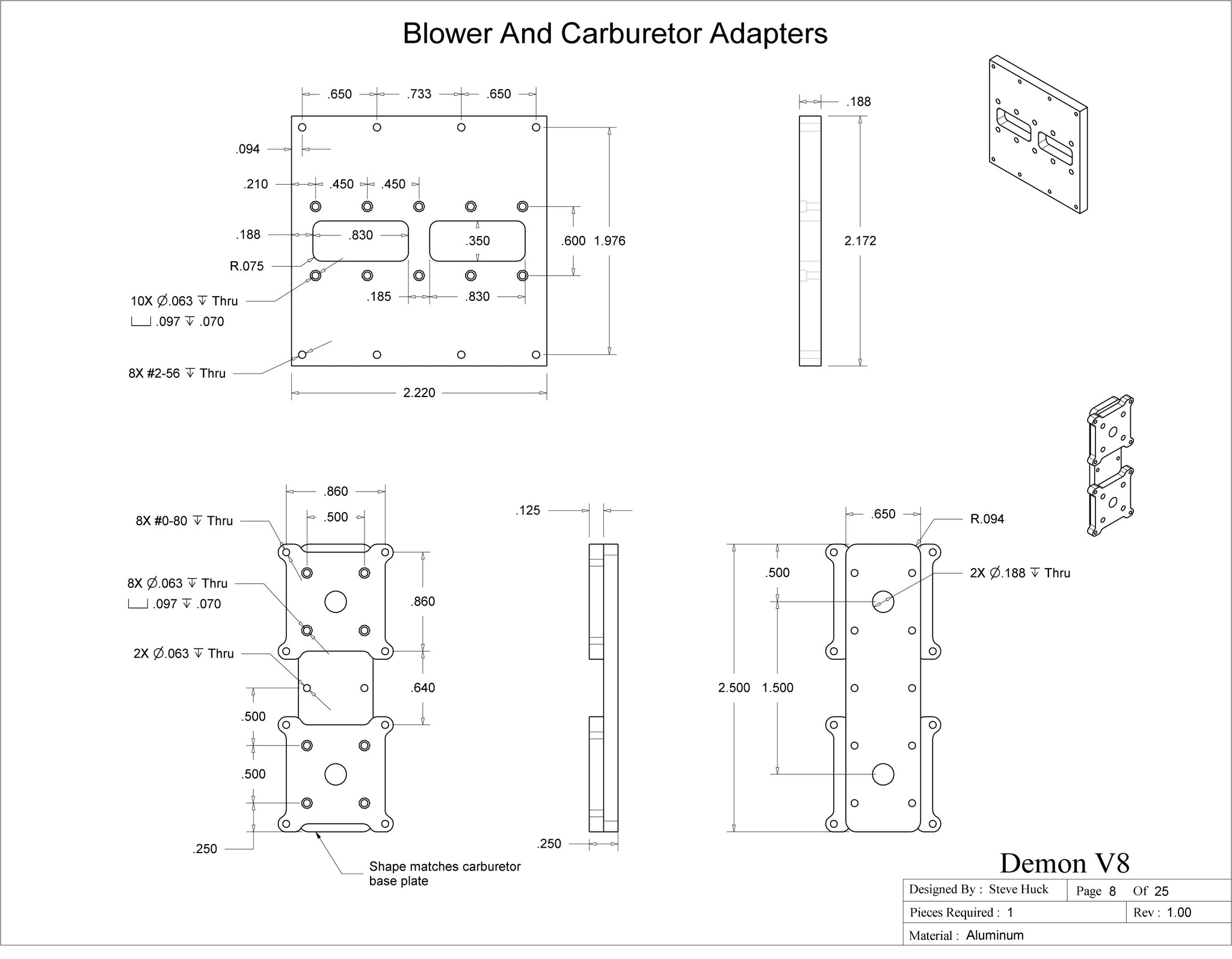 MiniSteam Little Demon Blower Machinist Drawings - Downloadable No Shi